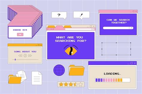 Premium Vector Y2k Interface Retro Groovy Psychedelic Windows Browser Computer Interface