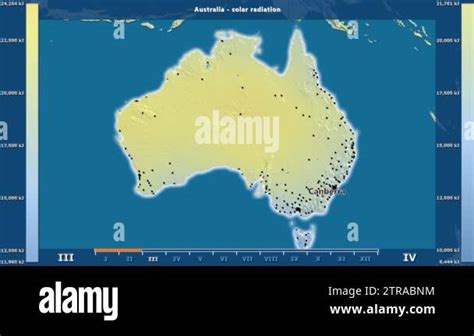 Solar Radiation By Month In The Australia Area With Animated Legend English Labels Country