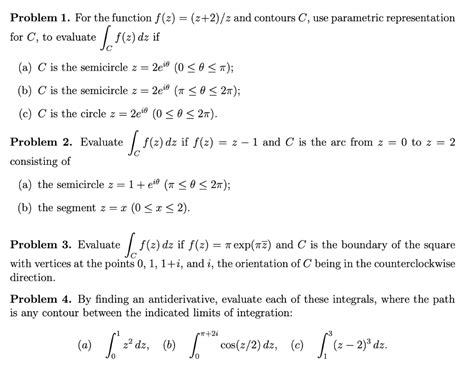 solved problem 1 for the function f z z 2 z and contours
