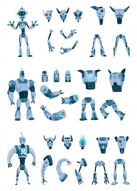Robot Constructor Parts And Sprites Specifically Designed For Animation Projects And Usage Stock