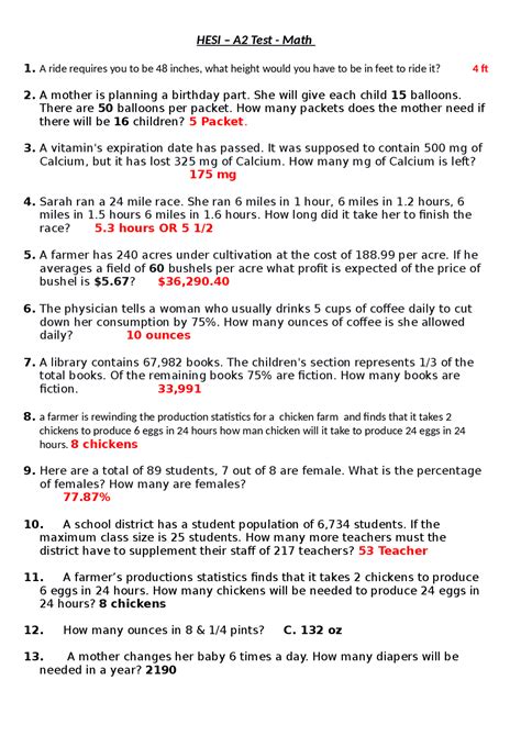 Hesi A2 Maths With Solved Answers 2021 Exams Mathematics Docsity