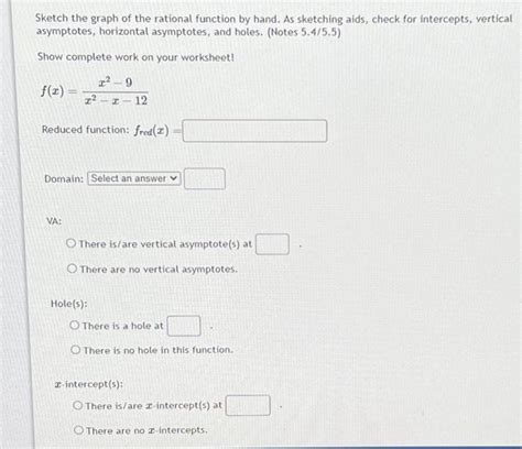 solved sketch the graph of the rational function by hand as