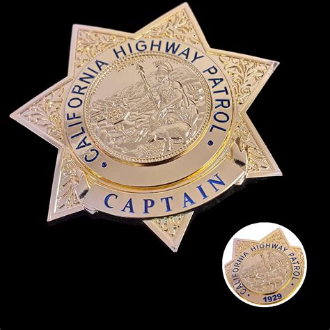 Us Chp Captain California Highway Patrol Badge Replica Movie Props Cus