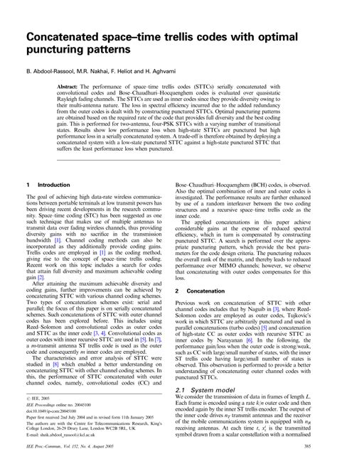 Pdf Concatenated Space Time Trellis Codes With Optimal Puncturing Patterns