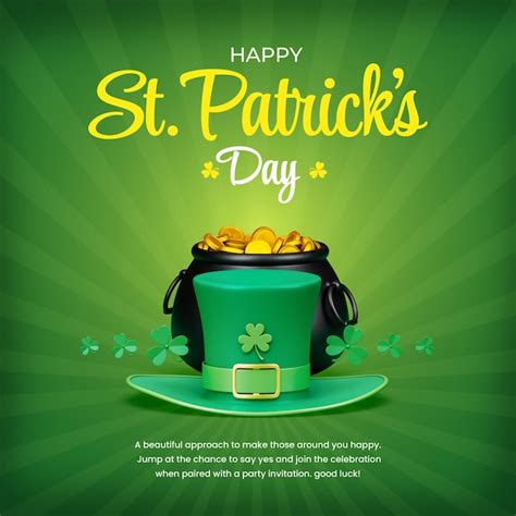 Feliz Dia De São Patrício 3d Modelo De Design De Postagem De Mídia