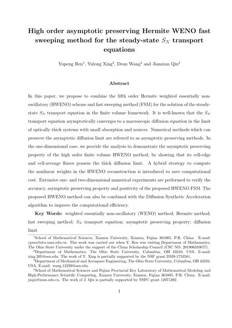 Pdf High Order Asymptotic Preserving Hermite Weno Fast Sweeping