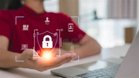 Cyber Security And Data Protection On Internet Person Touching Virtual