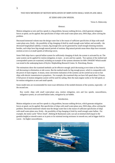 Pdf Two New Methods Of Motion Mitigation Of Ships With Small Water Plane Area At Zero And Low