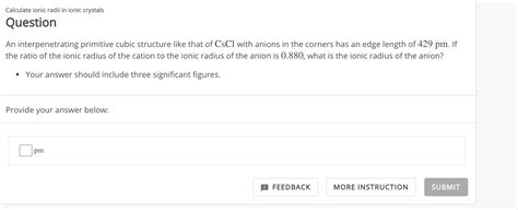 solved calculate ionic radii in ionic crystals question an
