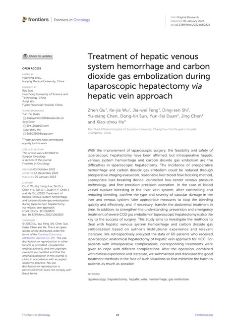 Pdf Treatment Of Hepatic Venous System Hemorrhage And Carbon Dioxide