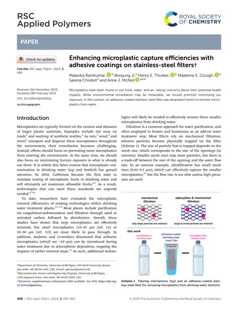Pdf Enhancing Microplastic Capture Efficiencies With Adhesive Coatings On Stainless Steel Filters
