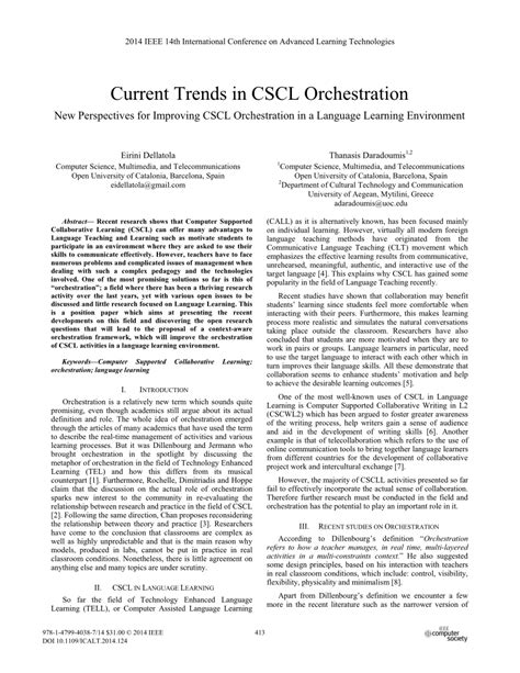 Pdf Current Trends In Cscl Orchestration New Perspectives For Improving Cscl Orchestration In