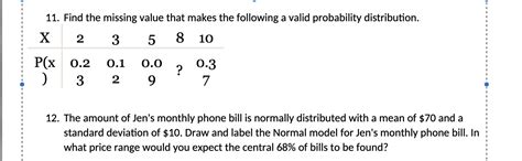 Solved 11 Find The Missing Value That Makes The Following A Chegg Com