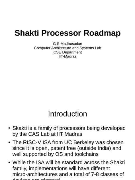 Shakti Processor Roadmap Pdf