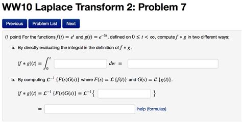 solved ww10 laplace transform 2 problem7 previous problem