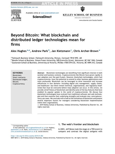 Pdf Beyond Bitcoin What Blockchain And Distributed Ledger