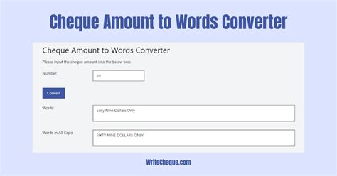 Cheque Amount To Words Converter