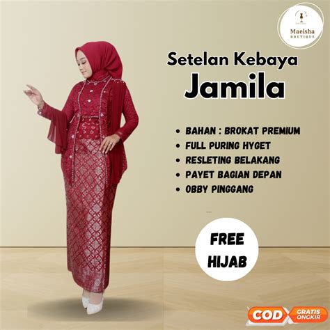 Jual Setelan Kebaya Jamila Free Hijab Kebaya Brokat Kebaya Modern