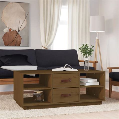 Table Basse Marron Miel 100x50x41 Cm Bois Massif De Pin Leroy Merlin