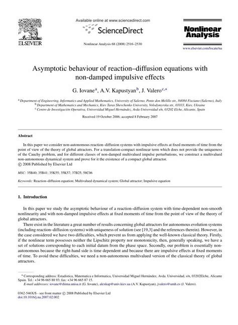 pdf asymptotic behaviour of reaction diffusion equations with non