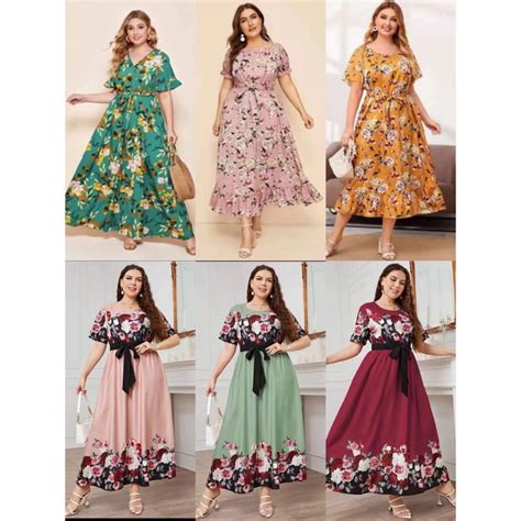 Plus Size Women Vintage Floral Maxi Dress Shopee Philippines