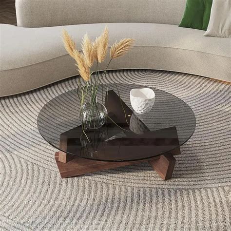 북유럽 강화 투명 유리 단단한 나무 커피 테이블 거실 빈티지 미니멀리스트 티 테이블 홀 디자인 홈 가구 Aliexpress