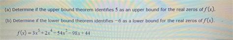 Solved A Determine If The Upper Bound Theorem Identifies 5