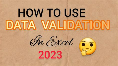 ways of using data validation 2023 youtube