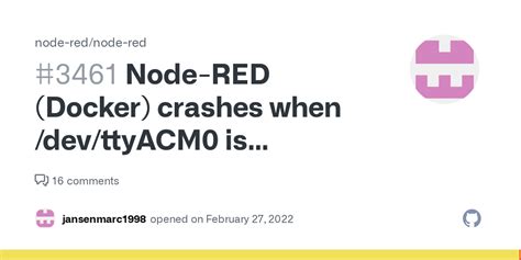 Node RED Docker Crashes When Dev TtyACM Is Configured In Flow Raspberry Pi Issue