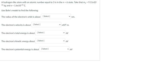 Solved Drogen Like Atom With An Atomic Number Equal To Is Chegg Com