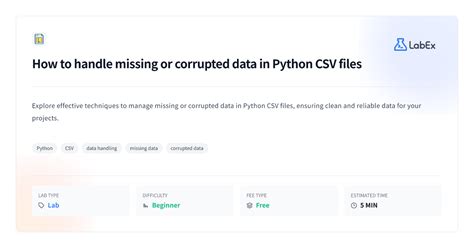 How To Handle Missing Or Corrupted Data In Python Csv Files Labex