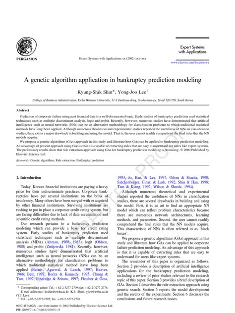 A Genetic Algorithm Application In Bankruptcy Prediction Modeling Pdf Test Set