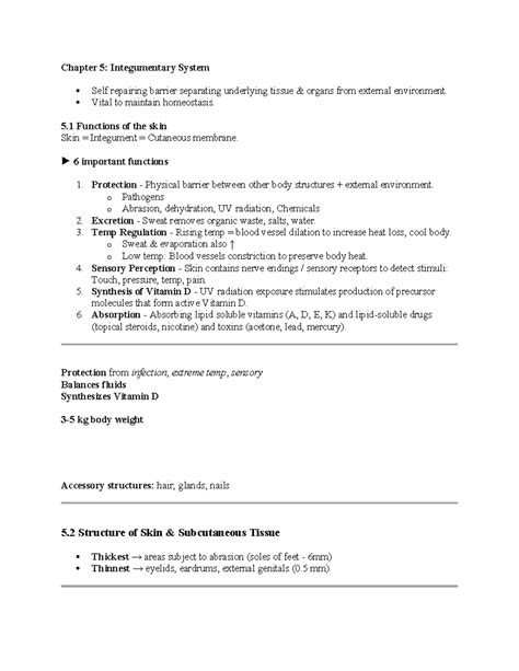 Integumentary System Overview Structure Function And Disorders Chapter 5 Integumentary