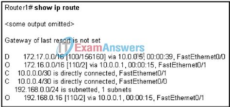 Refer To The Exhibit Which Three Statements Are True Of The Routing Table For Router1 Choose