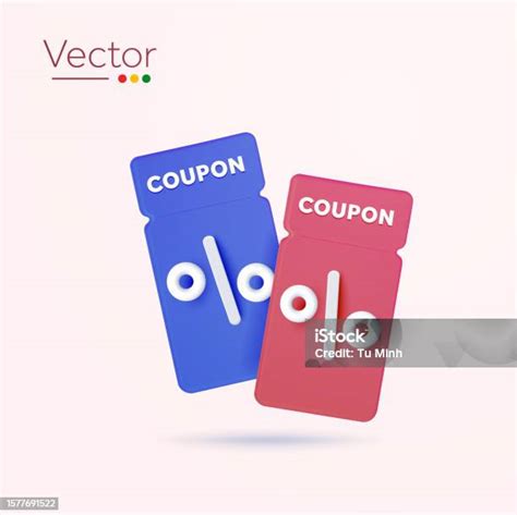 3d 파란색과 빨간색 쿠폰 또는 바우처 최소한의 스타일 배경에 격리되어 있습니다 프리미엄 특별 가격 제공 판매 쿠폰 벡터 상품권 3d 쿠폰 바우처 및 교환 벡터 그림입니다