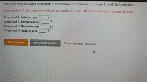 Solved Rank each of the following compounds in decreasing | Chegg.com