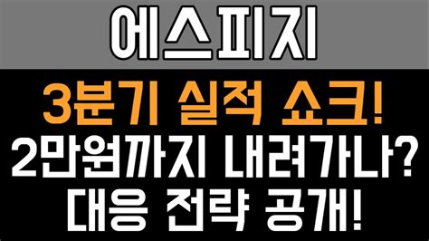 에스피지 주가전망 3분기 실적 쇼크 2만원까지 내려가나 대응 전략 공개 Youtube