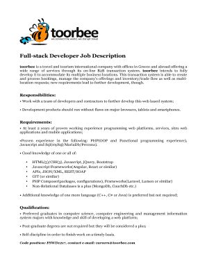 Free Editable Developer Job Description Templates In MS Word DOC PdfFiller