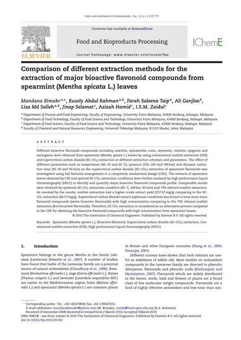 Pdf Comparison Of Different Extraction Methods For The Extraction Of