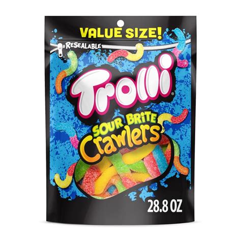 Trolli Sour Brite Crawlers Sweet And Sour Gummy Worm Candy Bag 28800