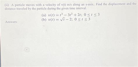 Solved Ii ﻿a Particle Moves With A Velocity Of V T Ms