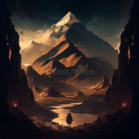 Mountain Peak And Valley Landscape Dnd Roleplaying Environment Concept