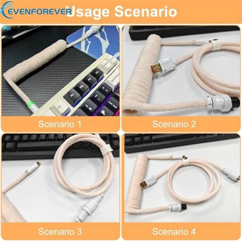 Ev สาย Usb C แบบขดสําหรับคีย์บอร์ดเชิงกล 1 5m การซิงค์ข้อมูลการชาร์จความเร็วที่รวดเร็ว Shopee