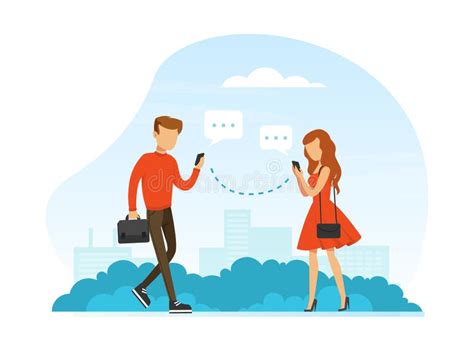 Virtual Relationships Concept Couple Using Mobile Application For Dating And Chatting Online