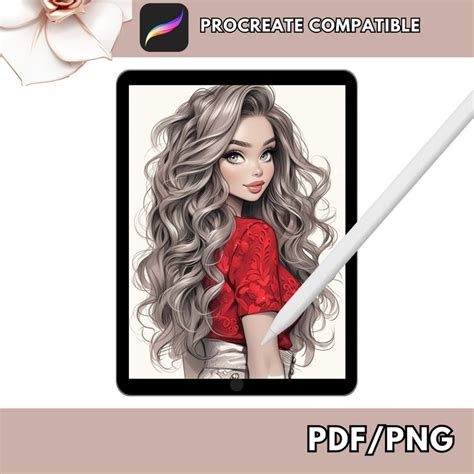 Women Coloring Procreate Coloring Book Hairstyles And Makeup Grayscale
