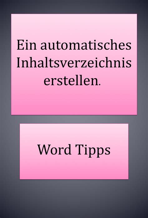 Mit Word Inhaltsverzeichnis Erstellen