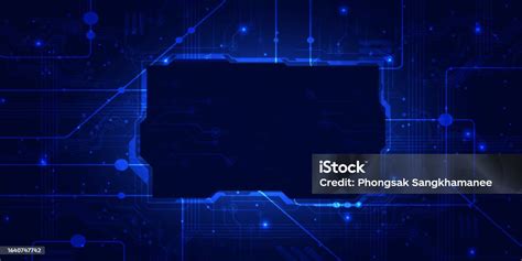 Digital Technology Cpu Processor Chip Blue Background Cyber Nano