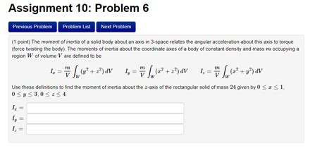 solved assignment 10 problem 6 previous problem problem