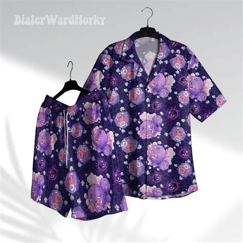 Koffing Cute Hawaiian Shirt Fun Poison Type Aloha Shirt For Anime Lovers Unisexs S Sold By