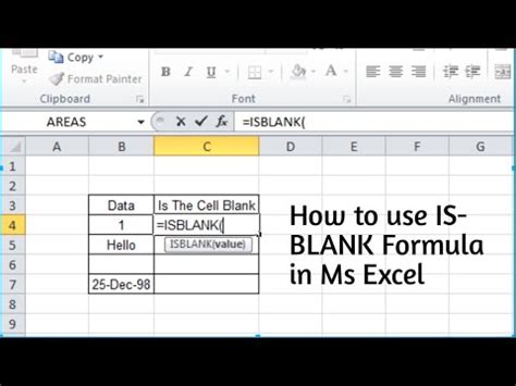 HOW TO USE ISBLANK FORMULA IN MS EXCEL TUTORIAL IN MS EXCEL Microsoft Excel Tutorial
